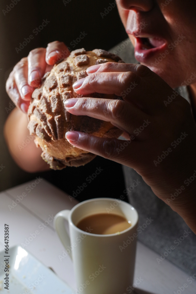 Hands of Mexican Hispanic woman . Concept of taking food with hands or ...