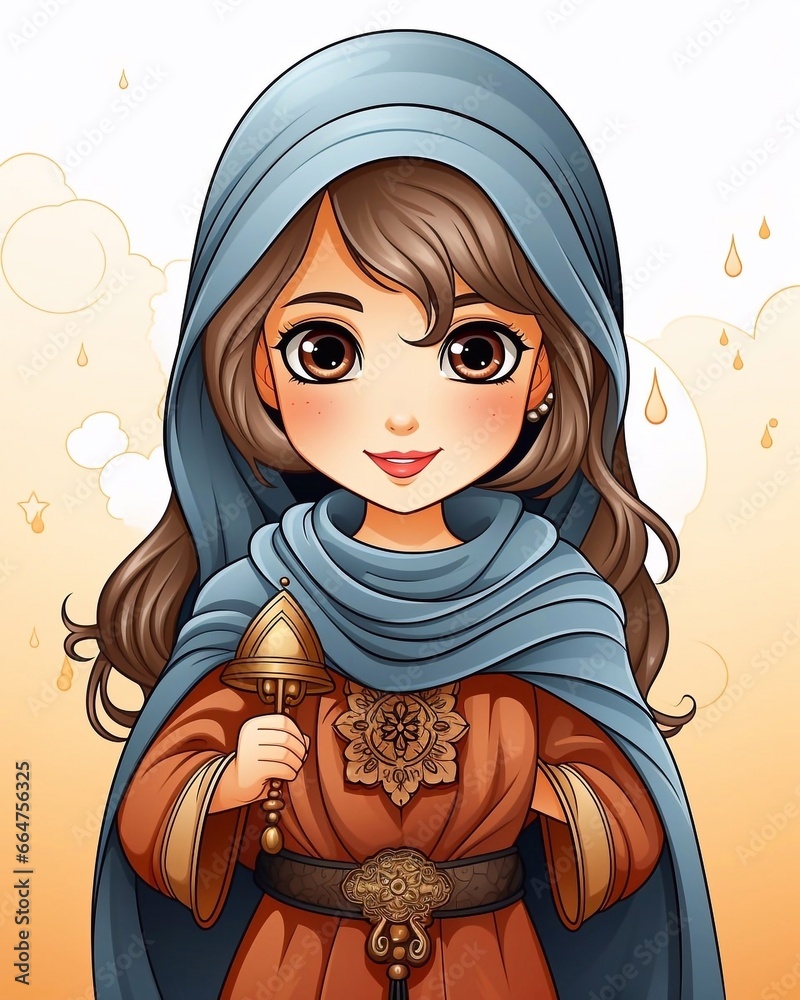 Beautiful muslim girl, wearing in hijab. 2d picture with AI generation ...