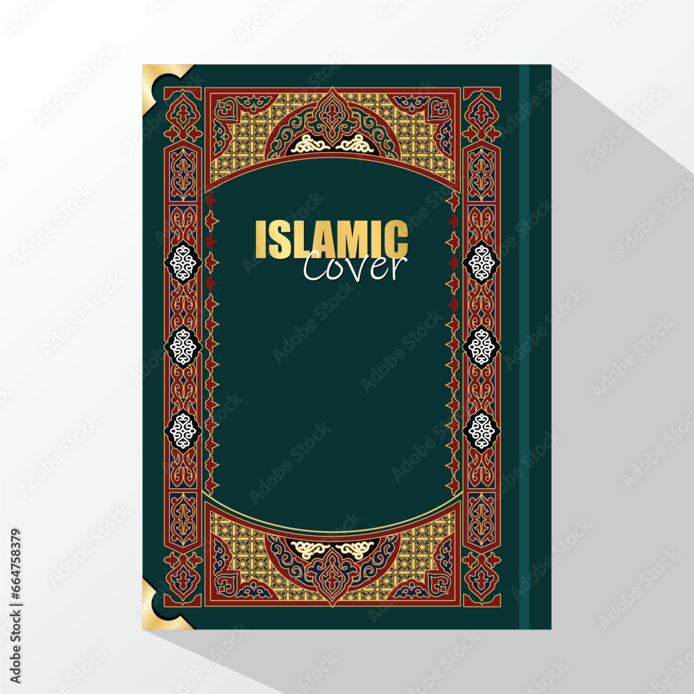 Islamic arabic style koran book cover design with ornament background ...