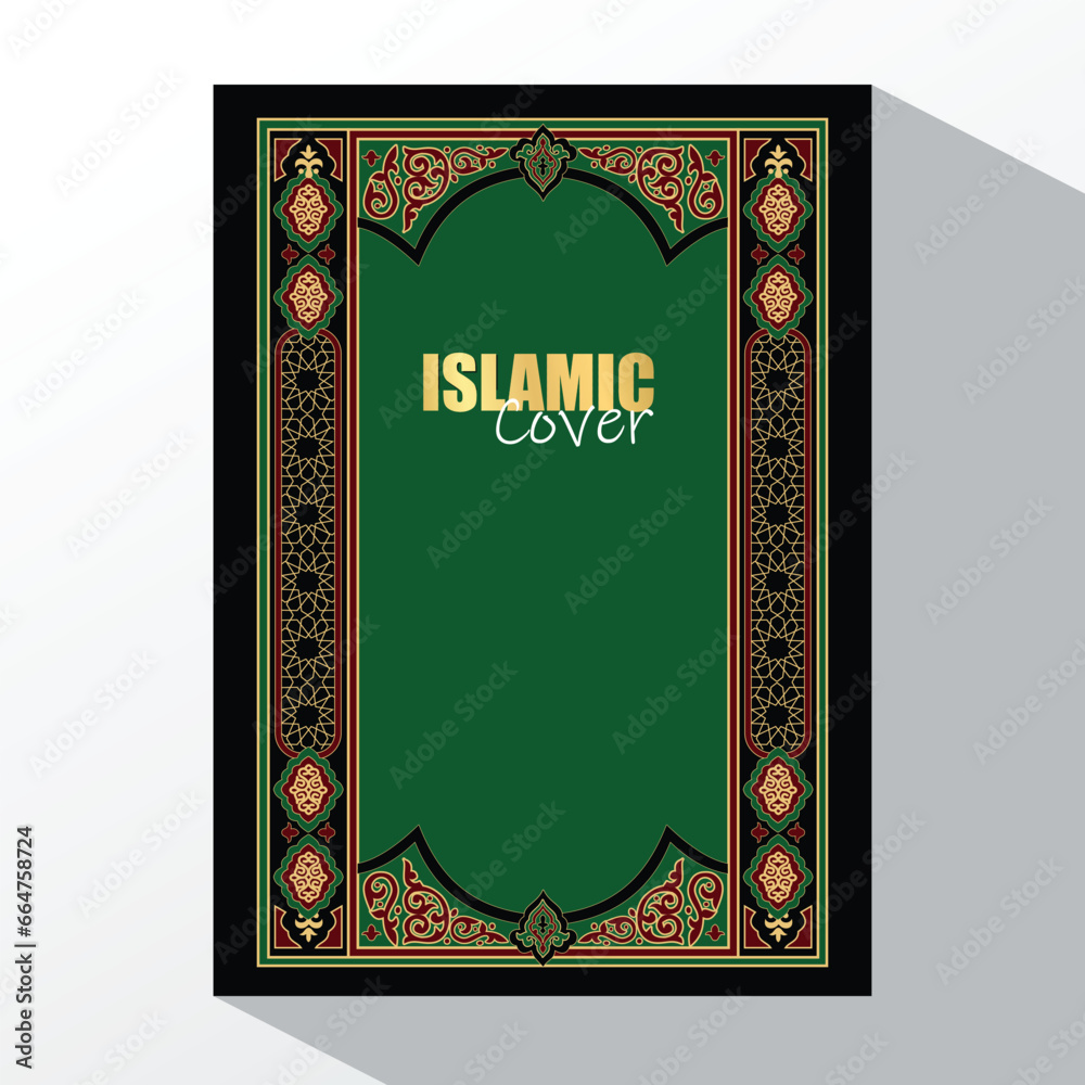 Islamic arabic style koran book cover design with ornament background ...