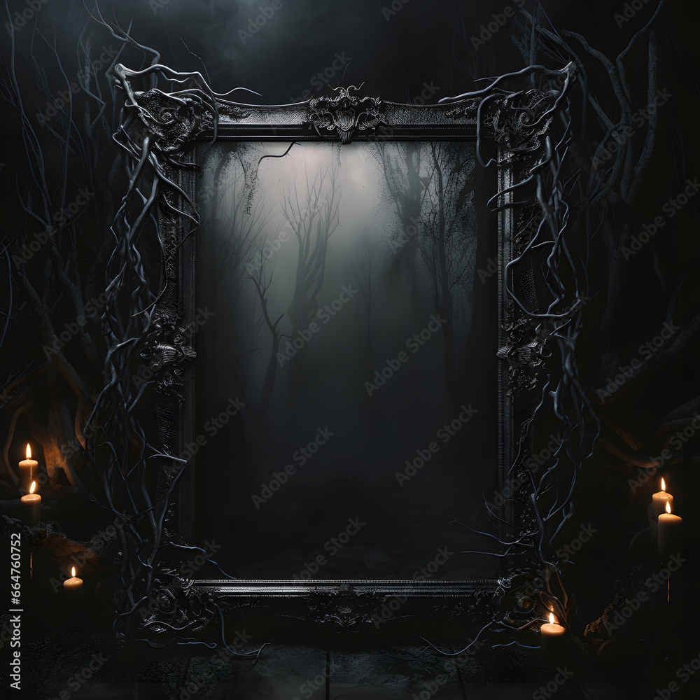 gothic style frame mock up spooky setting and decor dark feel Stock ...