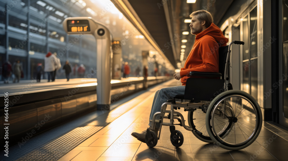 Male disabled person sitting in a wheelchair are using A wheelchair ...