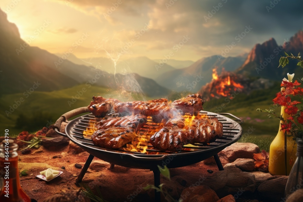 Top View of Barbecue BBQ Image for Menu and Restaurant Advertising ...