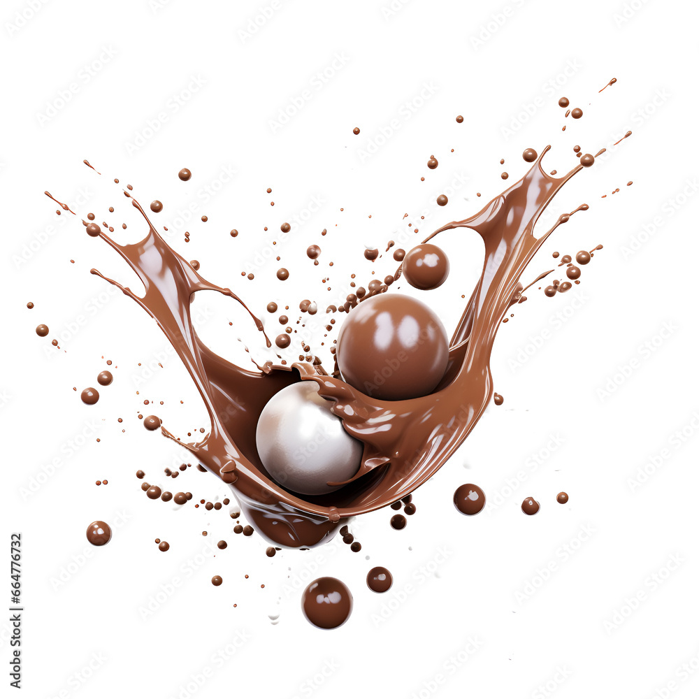 liquid chocolate and bonbons burst explosion splash in the air Stock ...