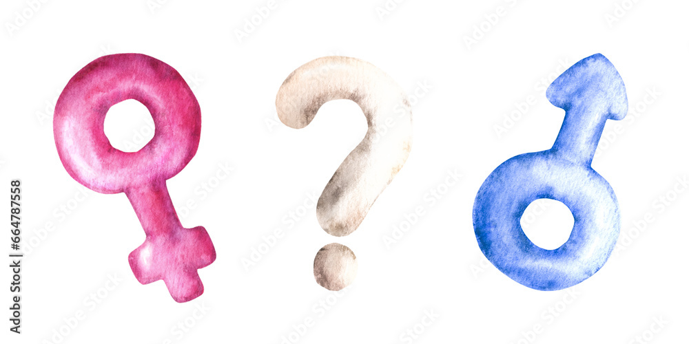 Male or female sign with question mark air ballon. Mars and Venus ...