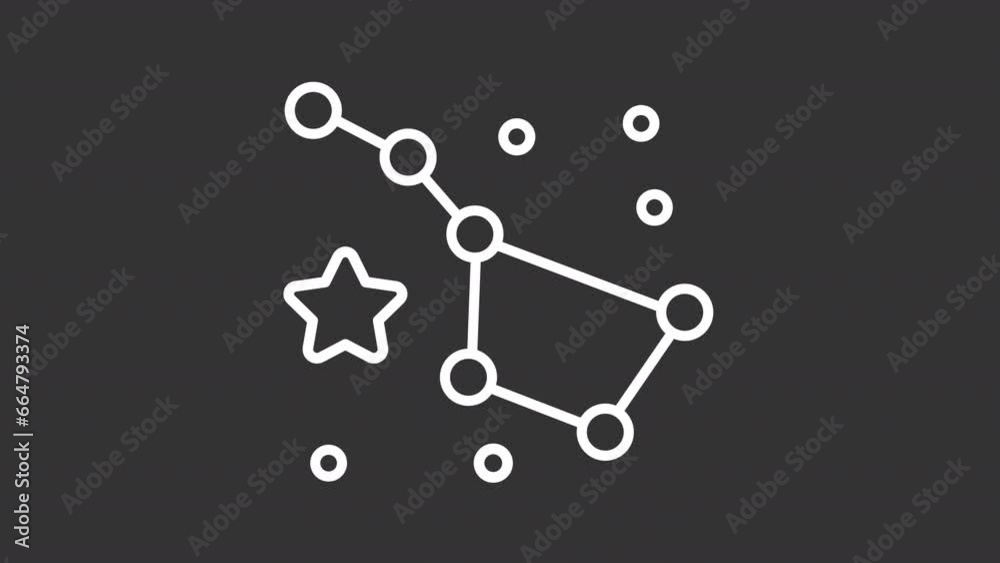 2D white simple thin line animation of big dipper, HD video with ...