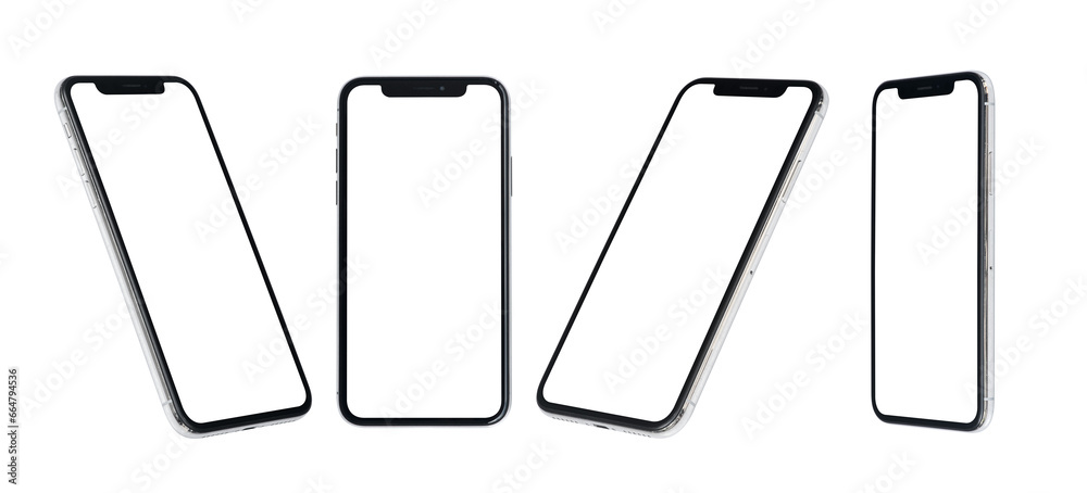 flat rays ,collection of black smartphone mockup isolated with clipping ...