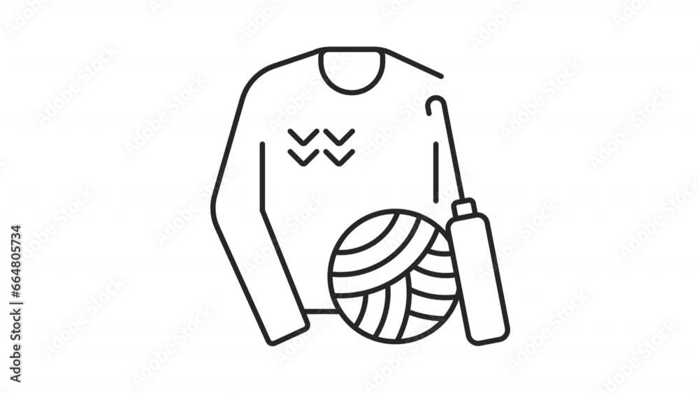 2D black simple thin line animation of sweater alteration and repair ...