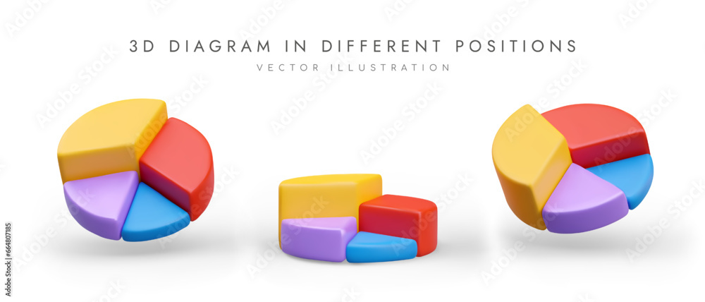 Pie chart infographic with sectors of different colors and heights ...