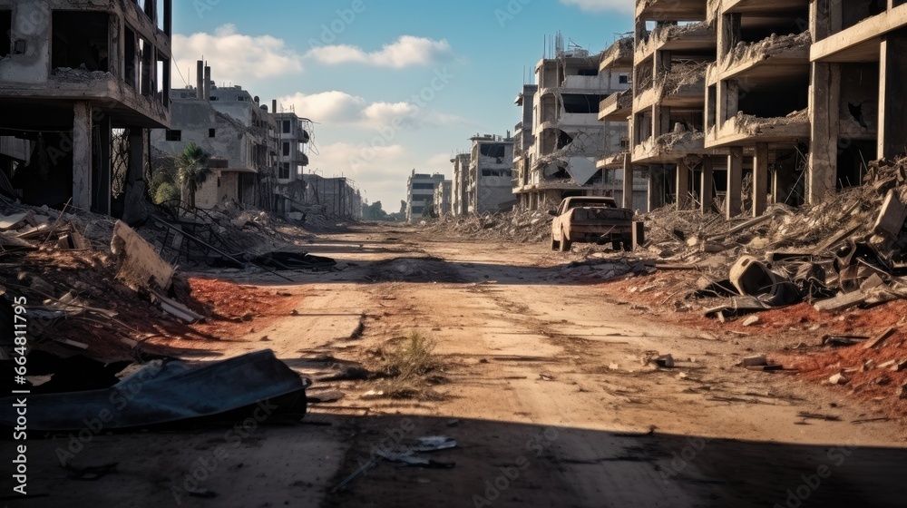 Destroyed buildings in town, Affected by war. Stock Photo | Adobe Stock