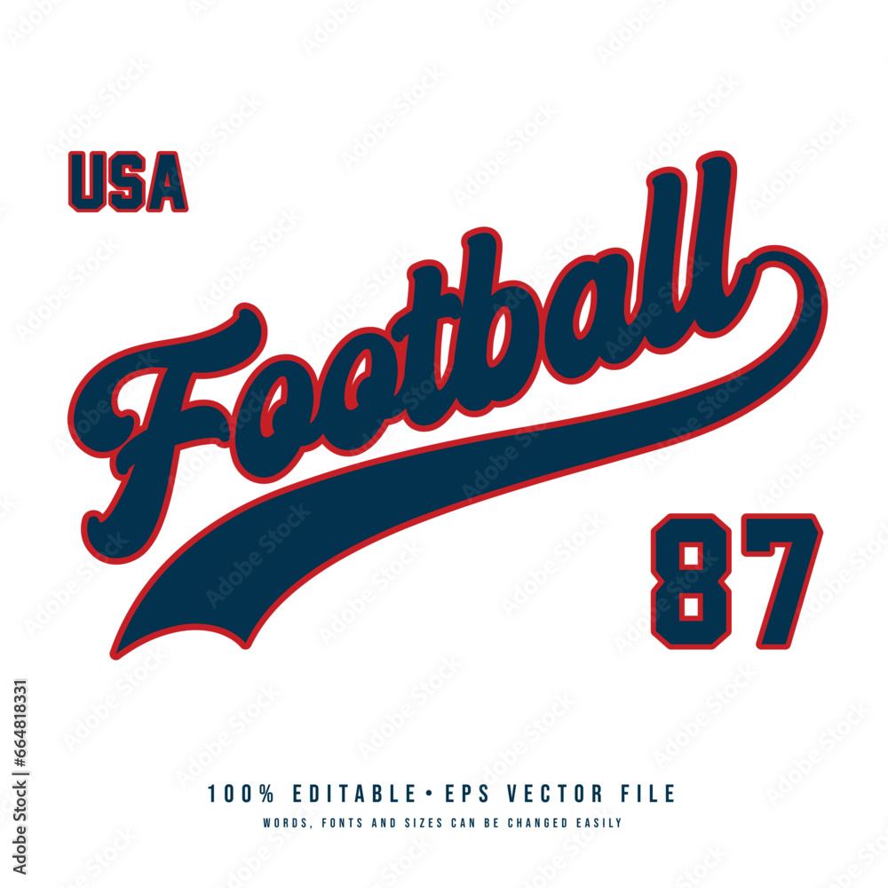 Football 87 text effect vector. Editable college t-shirt design ...