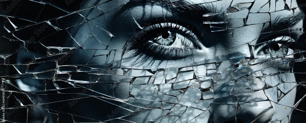 Woman Severely Damaged as a broken glass sad in pain Stock Illustration ...