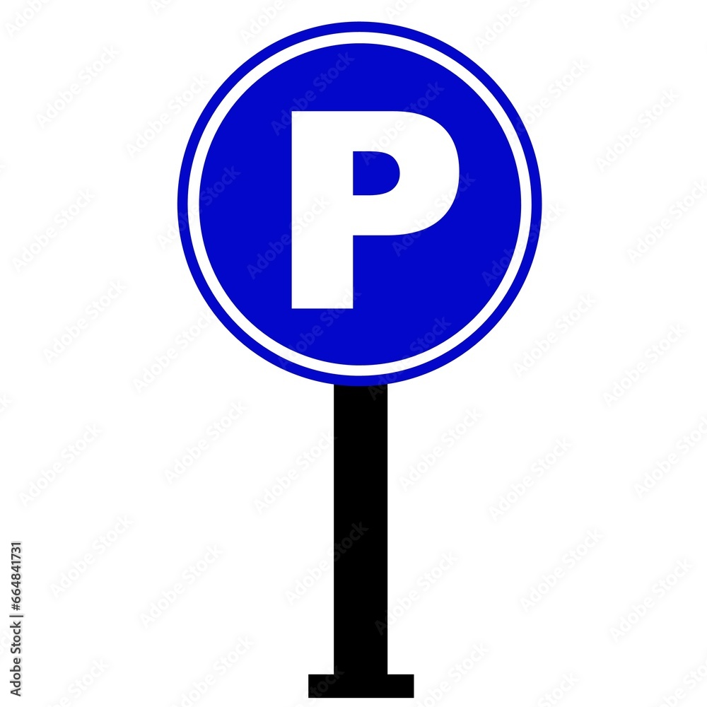 Round blue highway sign board parking area Stock Illustration | Adobe Stock