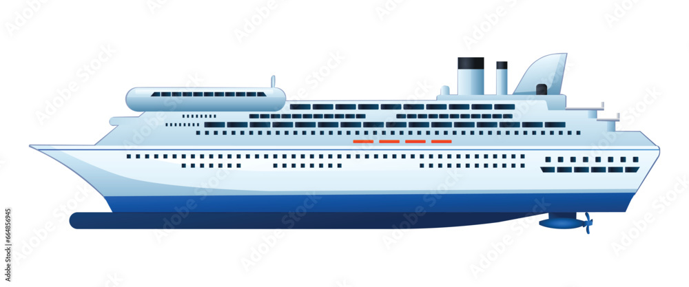 Ocean cruise ship vector cartoon illustration isolated on white ...