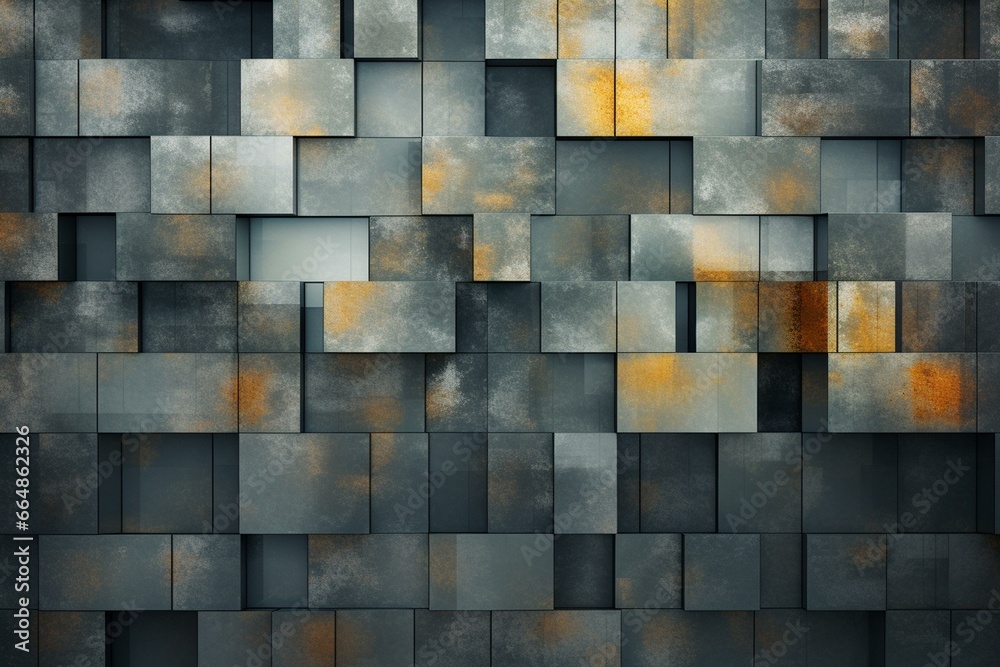 Shiny, cement wall with tiled background. 3D, tiled wallpaper featuring ...