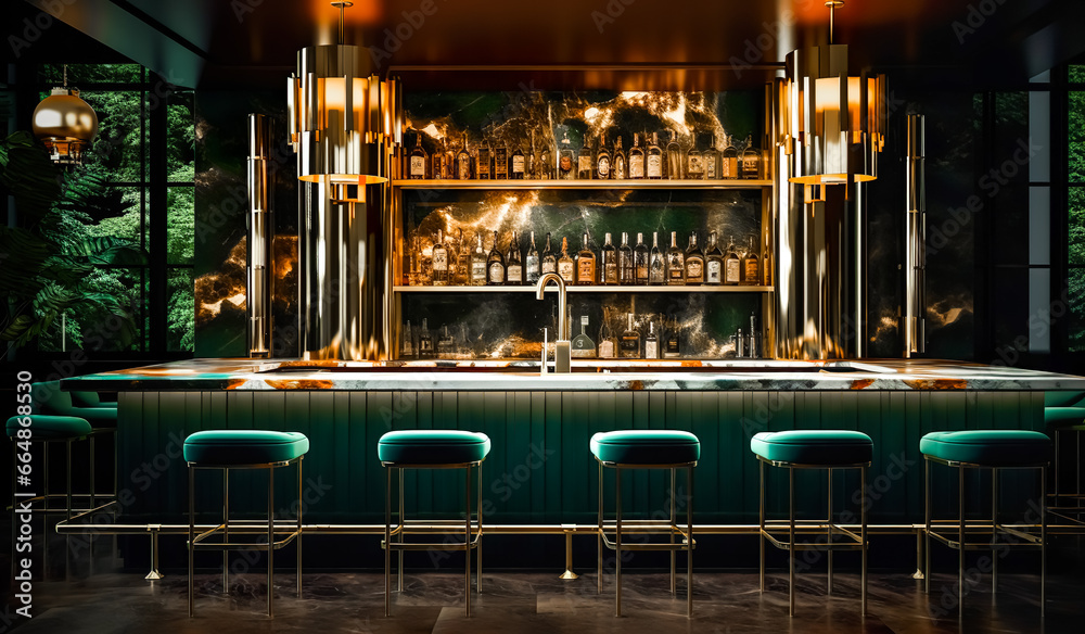 Blur shot of classic luxury counter bar drink.cocktail bartender with ...