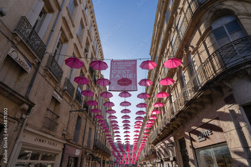 Montpellier, France - 10 06 2023 : Cityscape view of street decoration ...