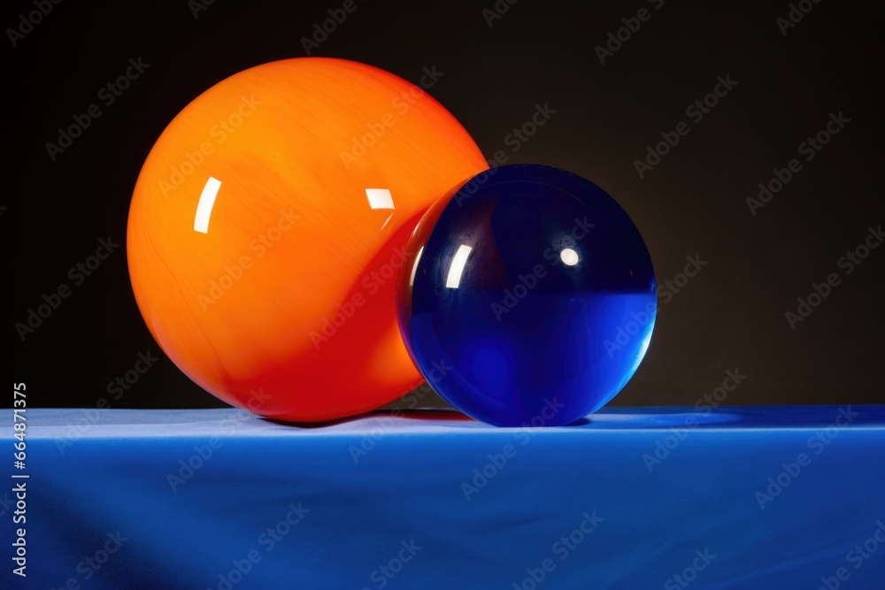 complimentary colored objects, like a blue ball and orange ball ...