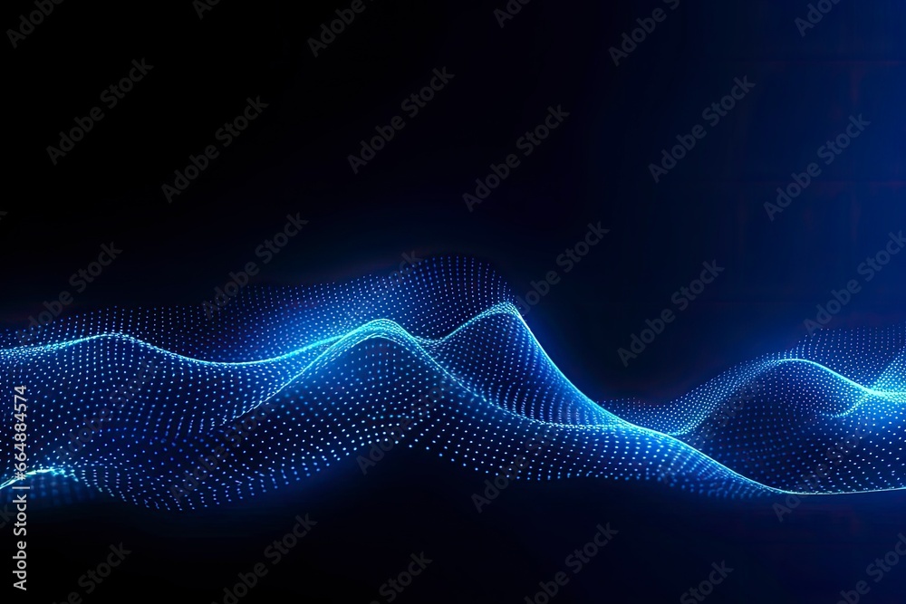 Dynamic blue particle wave. Abstract sound visualization. Digital ...
