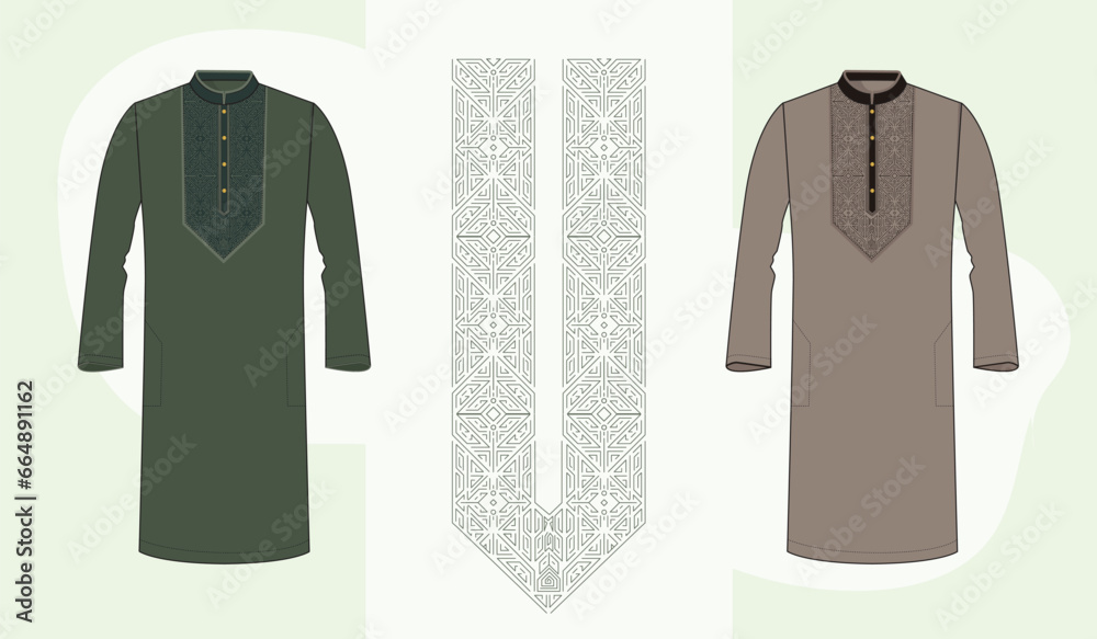 Thobes Design with Unique Embroidery or Print Stock Vector | Adobe Stock