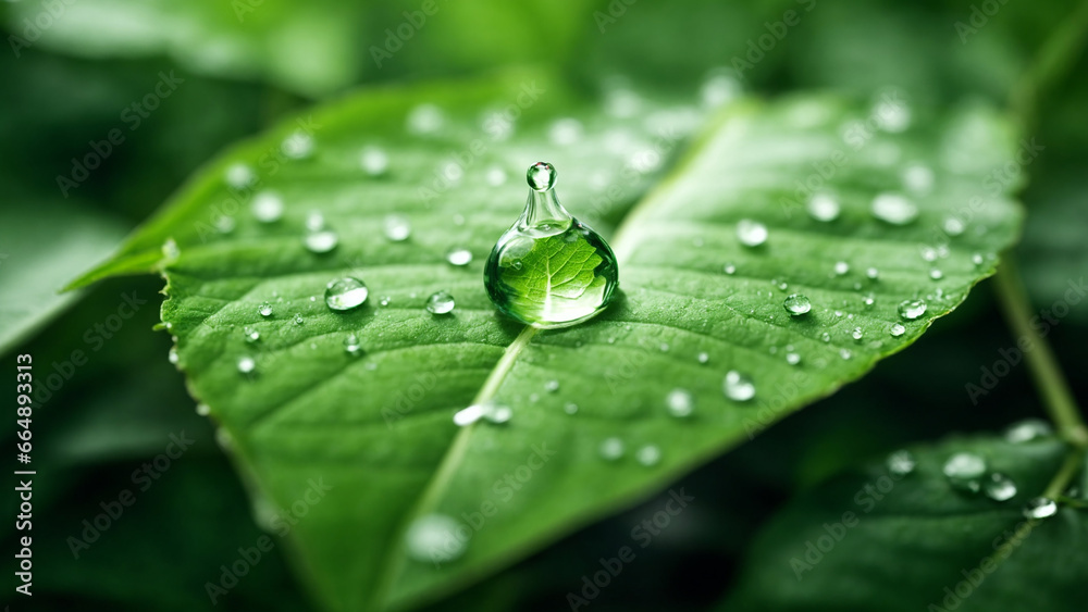 CO2 reducing icon on green leaf with water droplet for decrease CO2 , carbon footprint and ...