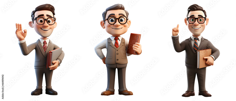Cartoon Professor Character on Transparent Background Stock ...