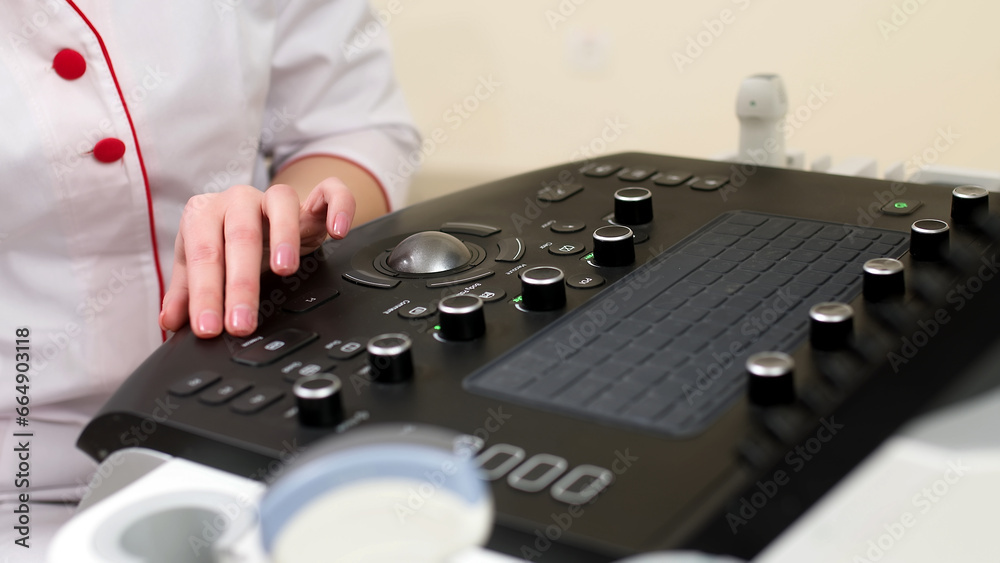 Close-up photo of an ultrasound scanner. Diagnostics. Sonography ...