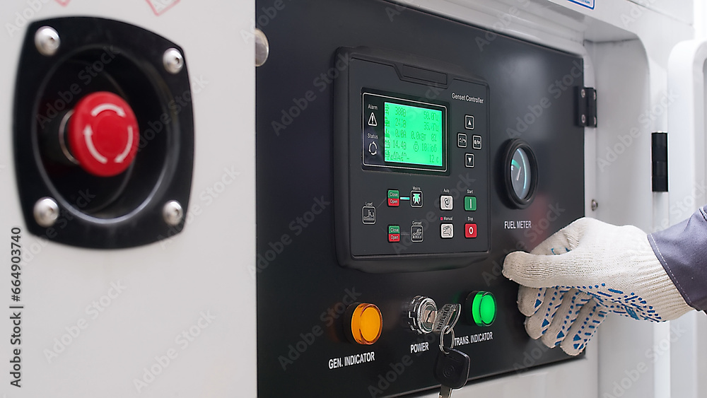 Electrical panel of an industrial generator. Distribution board of the ...