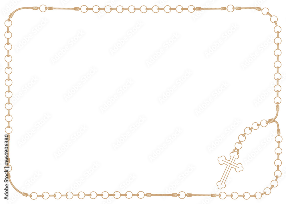 Vector template page frame created from of christian rosary. Diploma ...