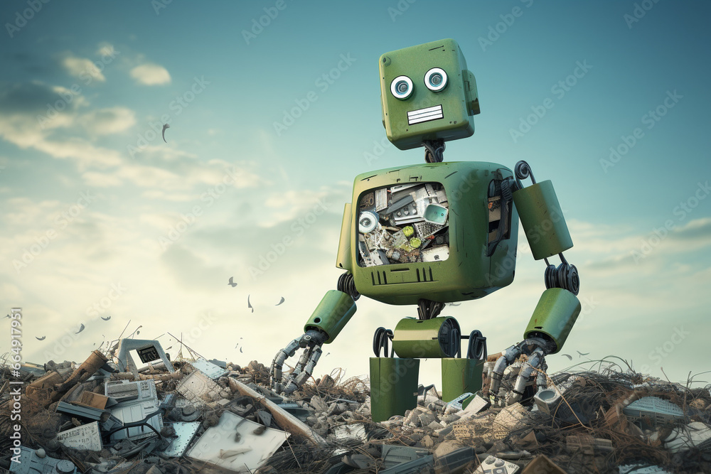 Eco-Robots Pioneering Sustainable Waste Management Solutions. Stock ...