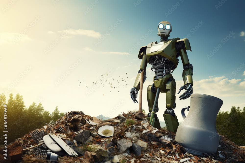 Eco-Robots Pioneering Sustainable Waste Management Solutions. Stock ...