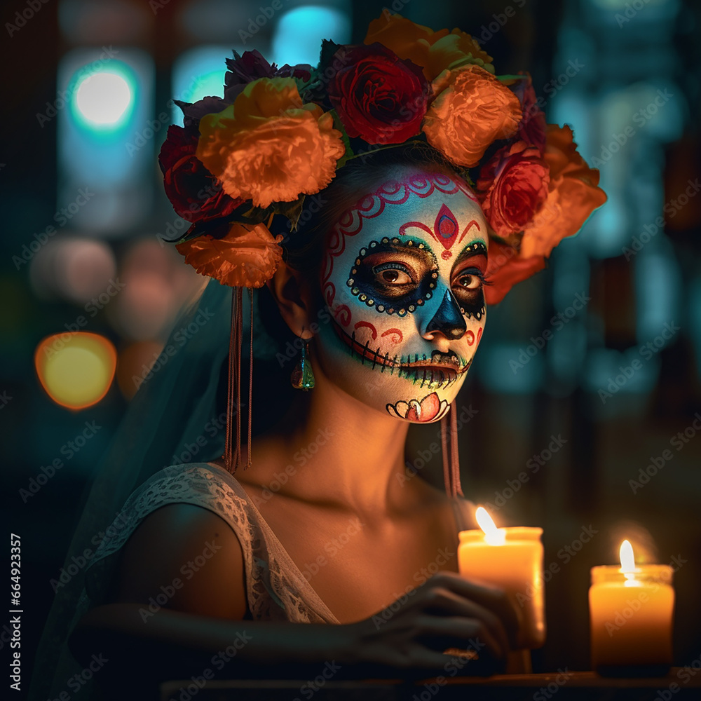 Cartoony Joy: La Catrina's Day of the Dead Portrait Stock Illustration ...