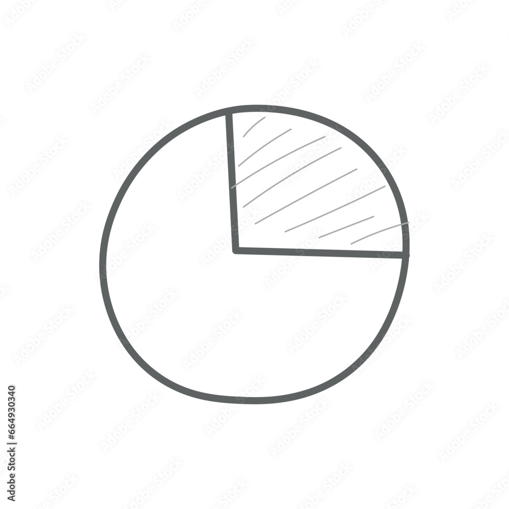 One-quarter fraction circle with fraction number. Fraction parts ...