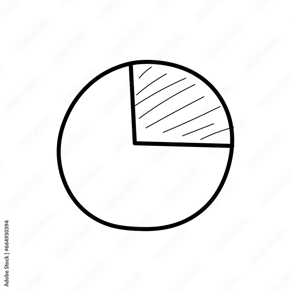 One-quarter fraction circle with fraction number. Fraction parts ...