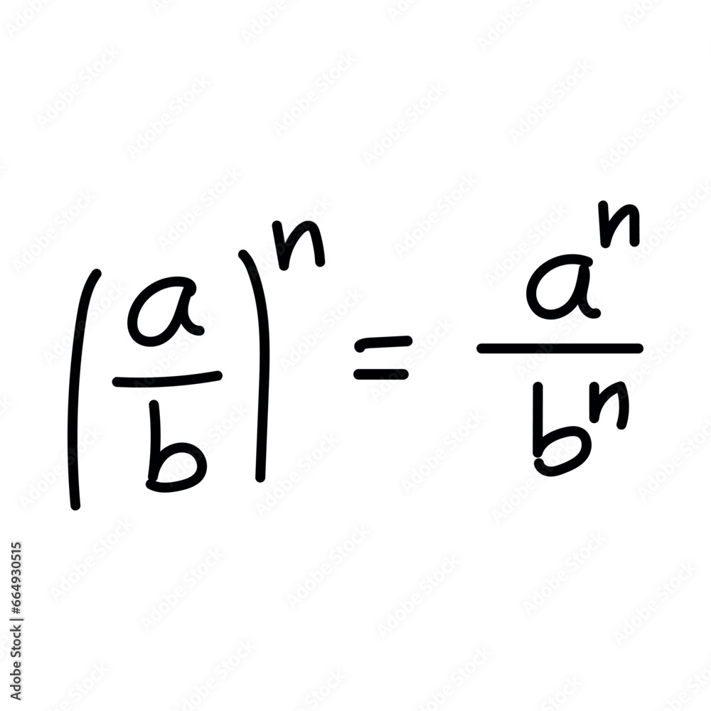Power of a fraction rule. Exponent power of a quotient. Algebra math ...