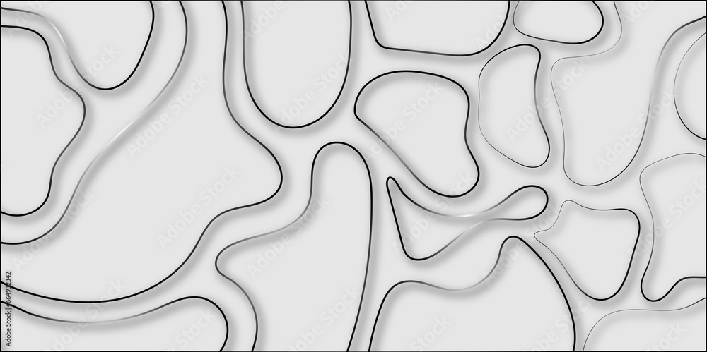 Abstract wavy line 3d paper cut white background. Topographic canyon ...