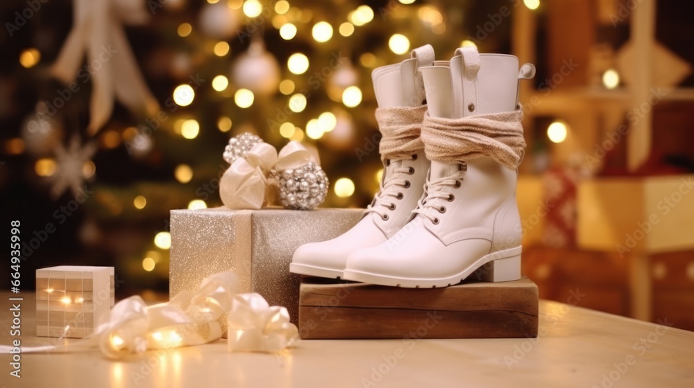"Warm and Cozy Christmas Gifts - White Felt Boots with Wool Socks ...