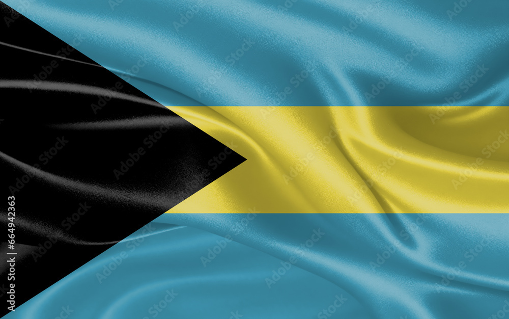 3d waving realistic silk national flag of Bahamas. Happy national day ...