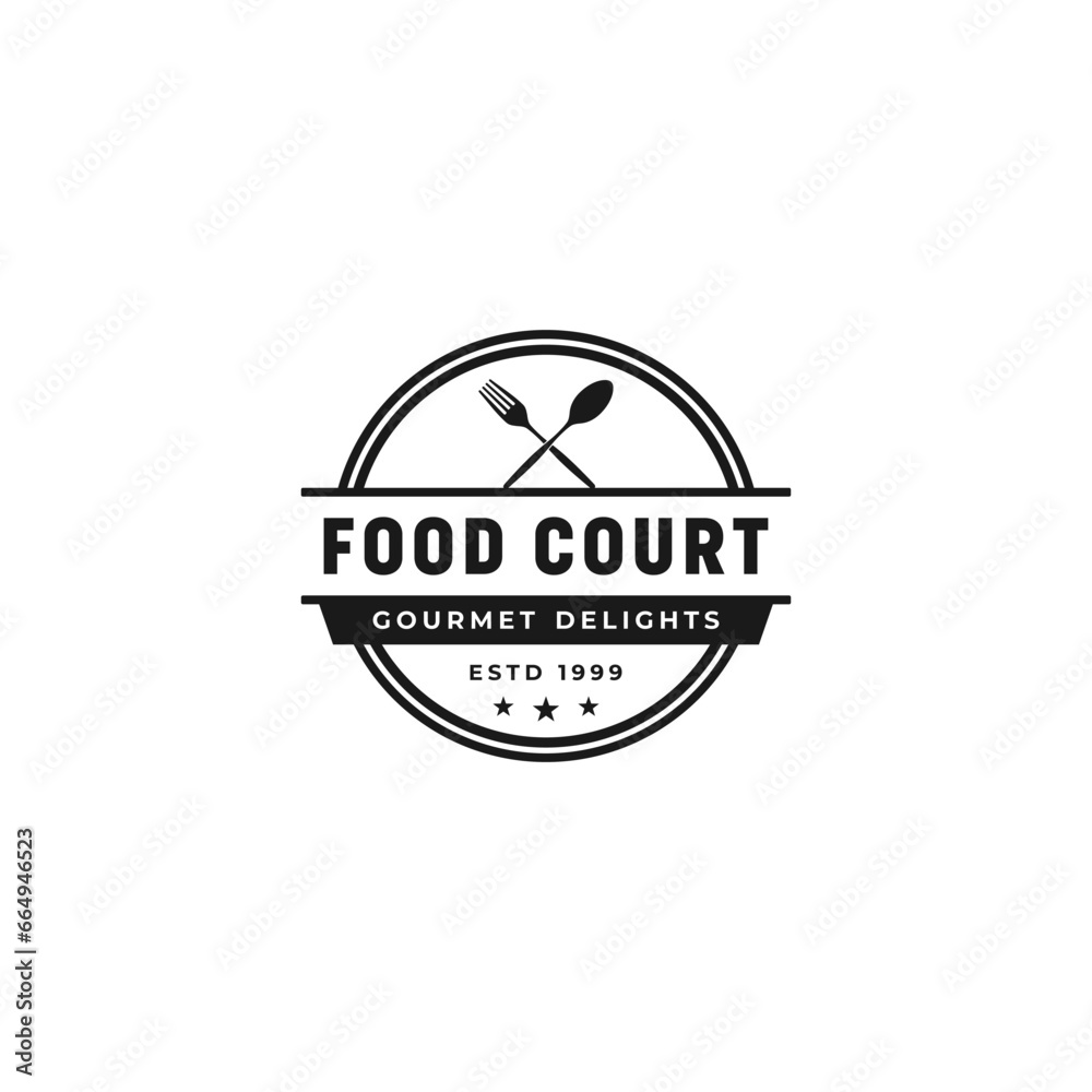 Food court logo or Food court label vector isolated. Best food court ...