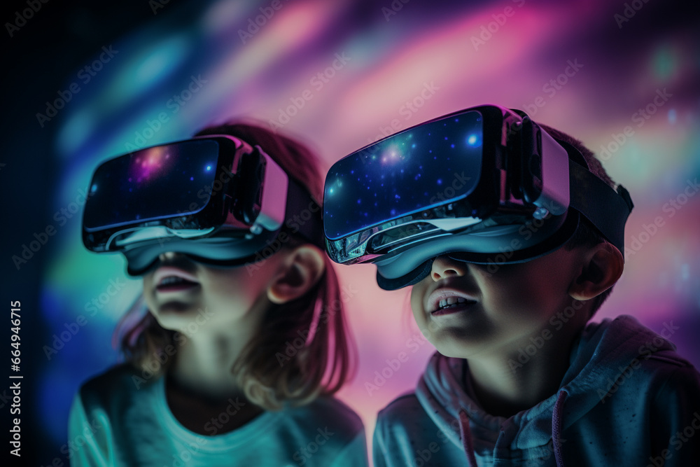 New generation Kids Using VR Headsets to Immerse Into New VR Gaming ...