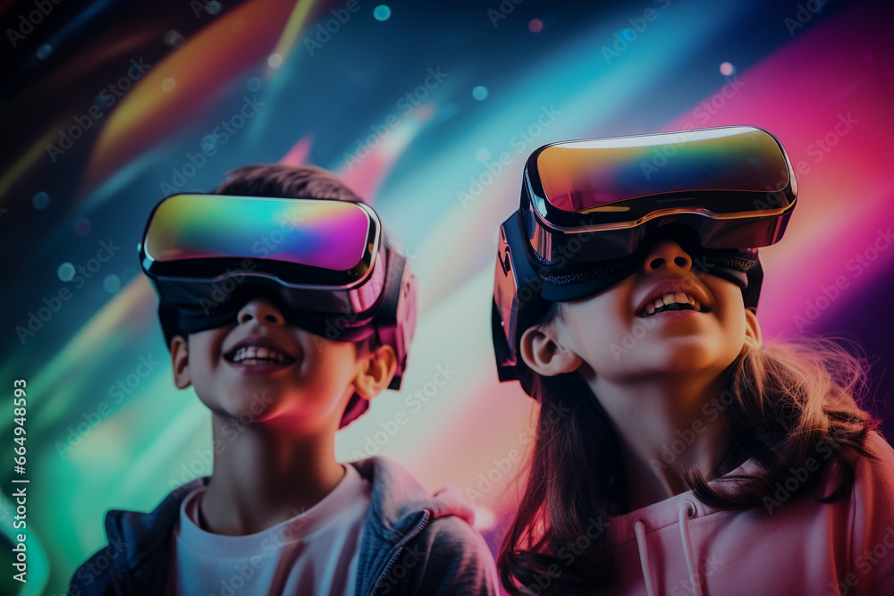 New generation Kids Using VR Headsets to Immerse Into New VR Gaming ...