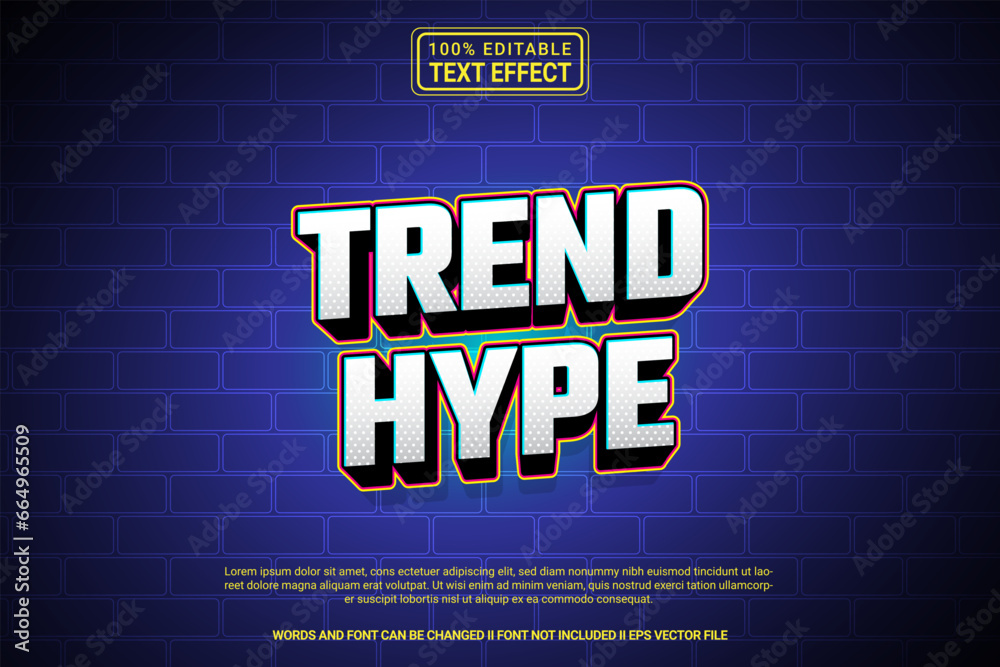Editable text effect Trend hype 3d cartoon template style modren ...