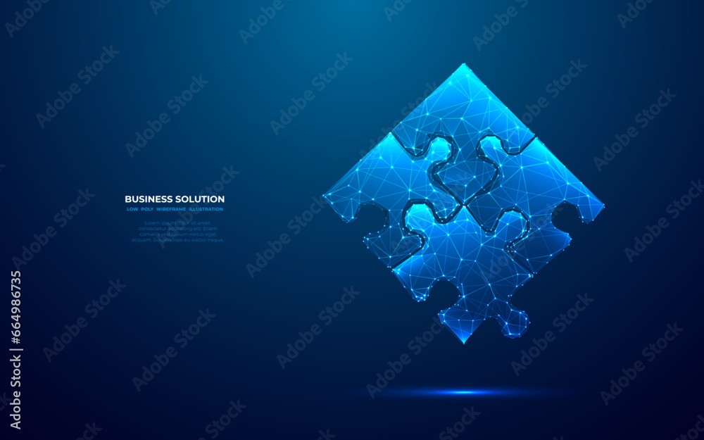 Abstract puzzle pieces. Digital jigsaw icon. Teamwork and business ...