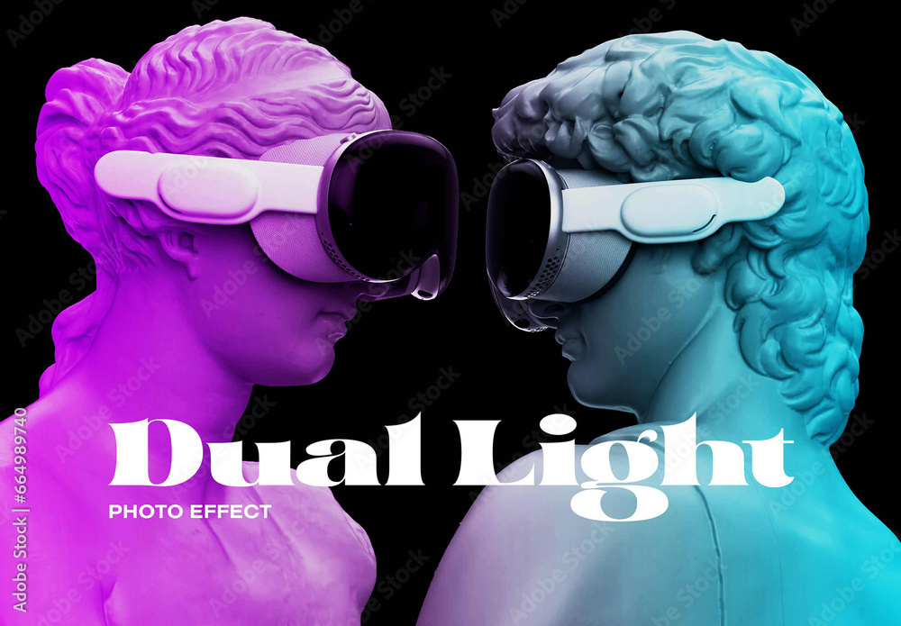Dual Light Photo Effect Mockup Stock Template | Adobe Stock