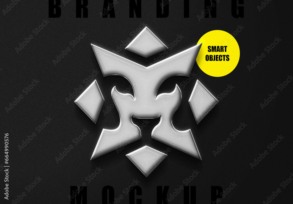 Luxury 3D Silver Chrome Metal Sign Logo Mockup Template Scene Stock ...