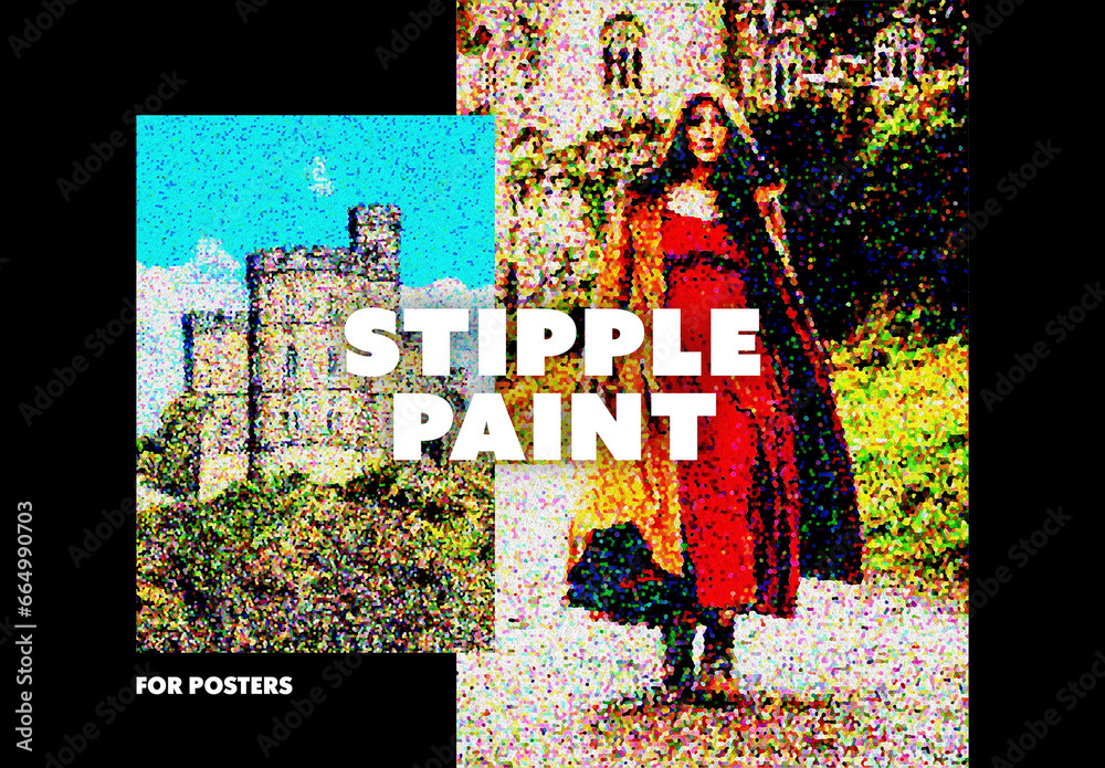 Oil Stipple Paint Poster Photo Effect Mockup Stock Template | Adobe Stock