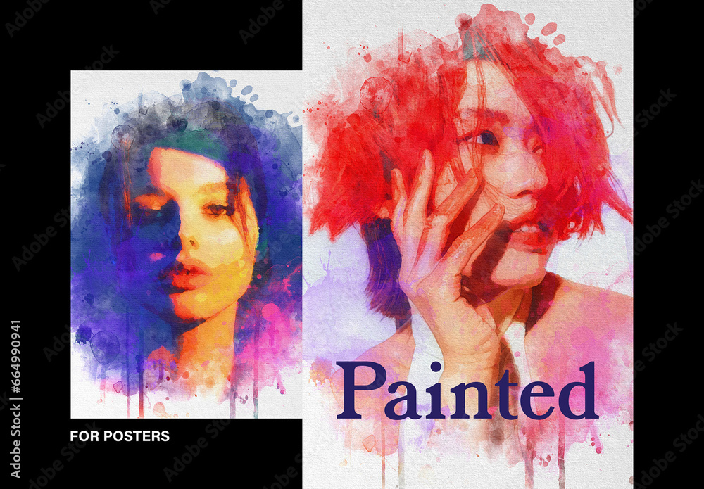 Paint Poster Photo Effect Mockup With Generative AI Preview Stock ...
