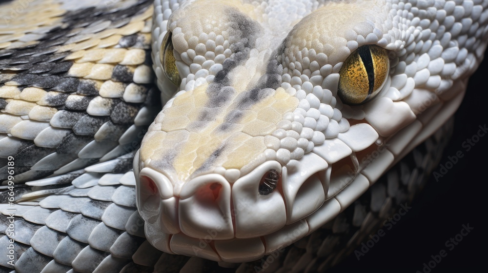 White python close up. White snake close-up. Portrait of a white python ...