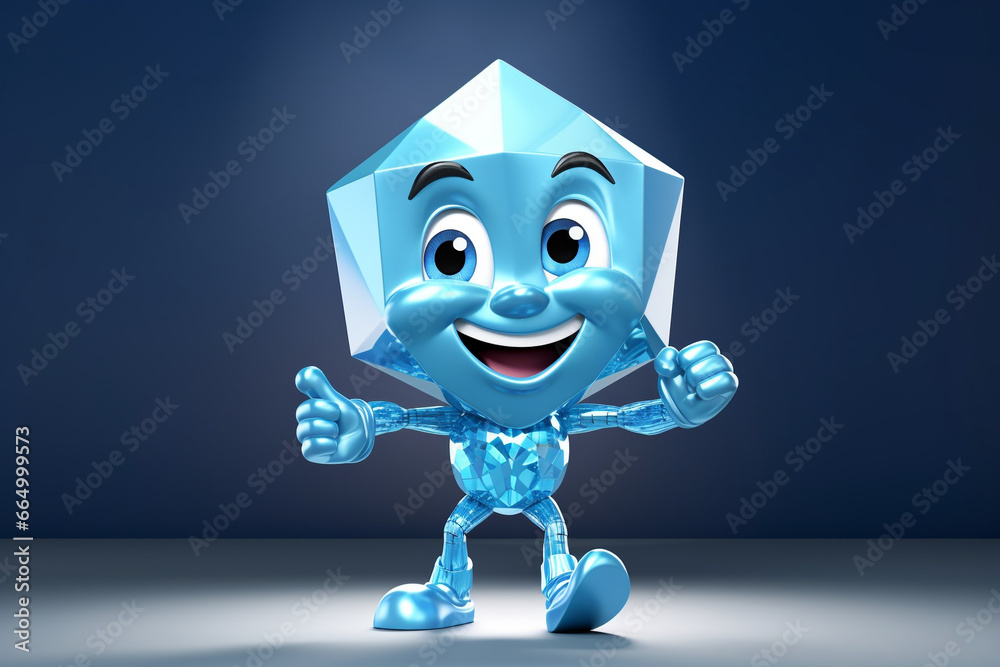 3D cartoon illustration of a Diamond Mascot Stock Photo | Adobe Stock