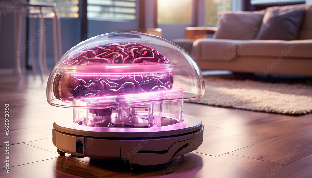 roomba cleaning robot in a shape of human brain p Stock Illustration ...